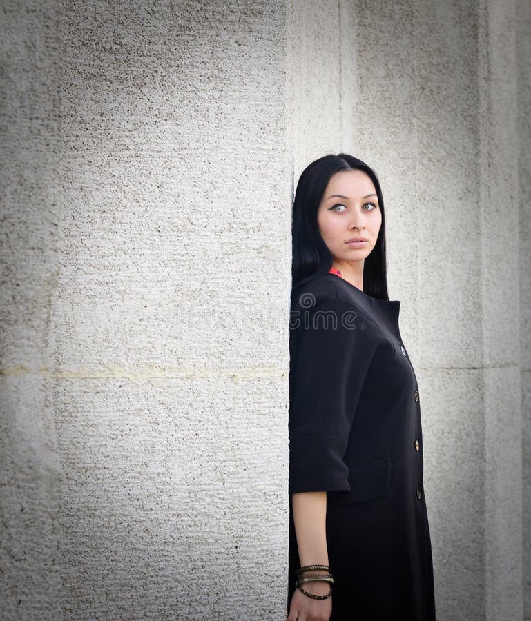 Hiding female stock image. Image of hiding, wall, fright - 70689513