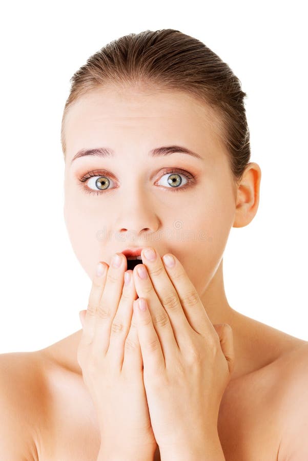 Scared woman stock photo. Image of care, posing, covering - 32403784