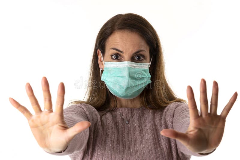 Scared woman with a mask stock photo. Image of adult - 175409776