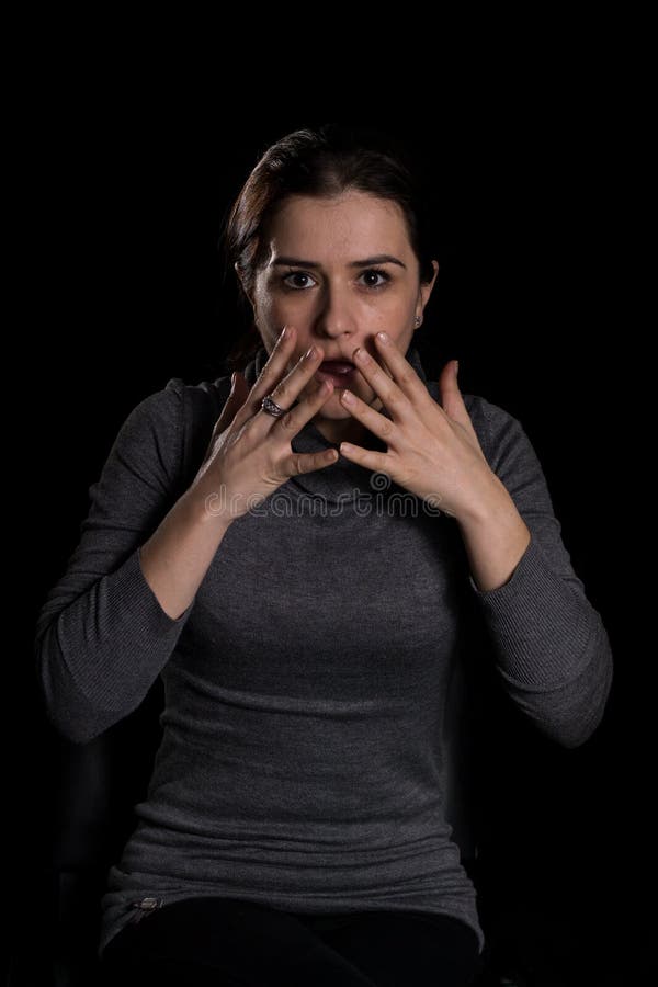 Scared woman stock photo. Image of black, portrait, caucasian - 47374732