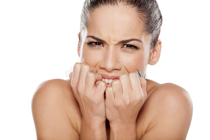 Scared woman stock image. Image of nervous, pretty, anxiety - 58717073