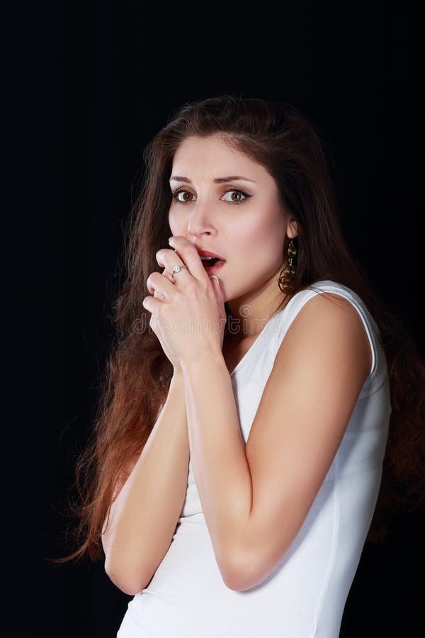 Scared woman stock photo. Image of body, frightened, closeup - 53873408