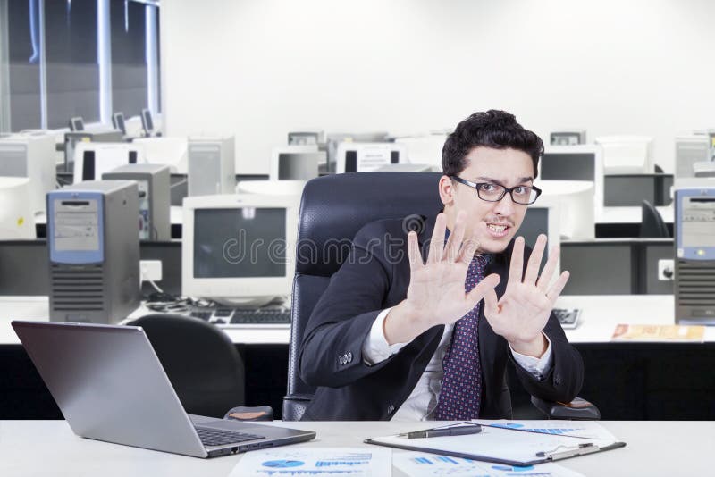 Scared Worker Working in the Office Stock Photo - Image of businessman ...