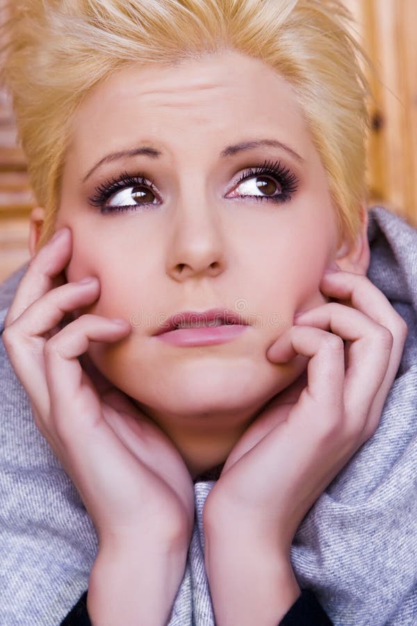 Beautiful Blond Woman Surprise Shock Face Expression Expressing Anxiety ...