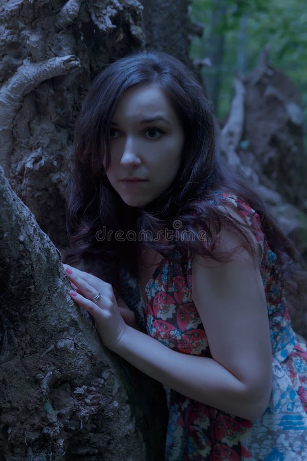 Scared young woman. stock photo. Image of alone, autumn - 192683602