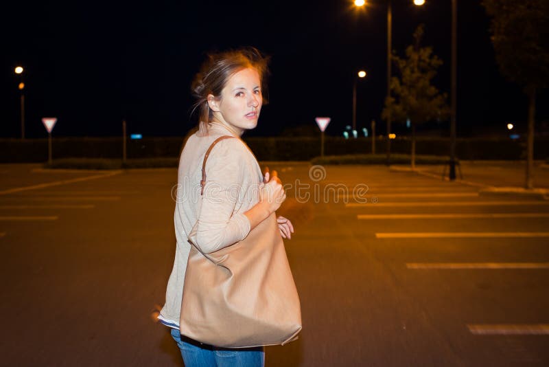 Scared Young Woman Running from Her Pursuer Stock Image - Image of ...