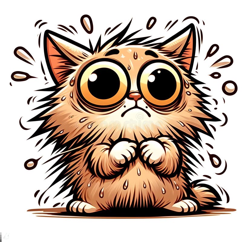 Scaredy Cat Graphic Illustration on White Background Stock Illustration ...