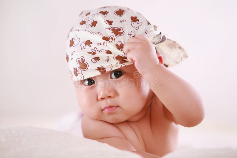 Scarf baby look at camera stock image. Image of raised - 22842727