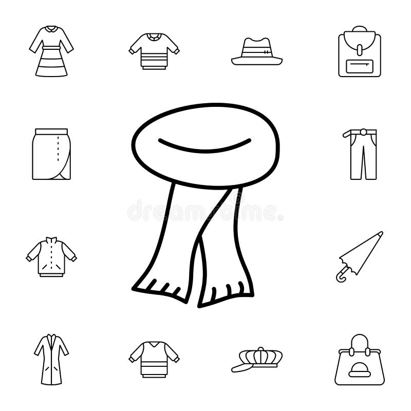 Scarf Flat Vector Icon in Autumn Pack Stock Illustration - Illustration ...