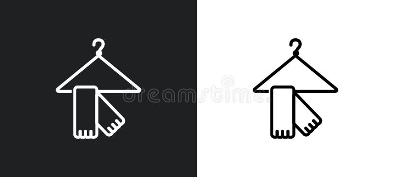 Scarf on Hanger Outline Icon in White and Black Colors. Scarf on Hanger ...