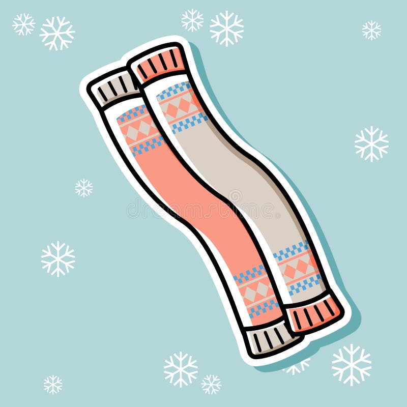 Scarf Winter Cartoon Sticker Stock Vector - Illustration of flat, game ...