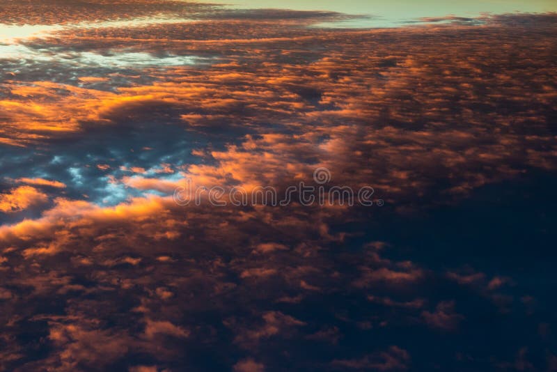 Scarlet Clouds in the Sky. Combination of Warm and Cold Colors Stock ...