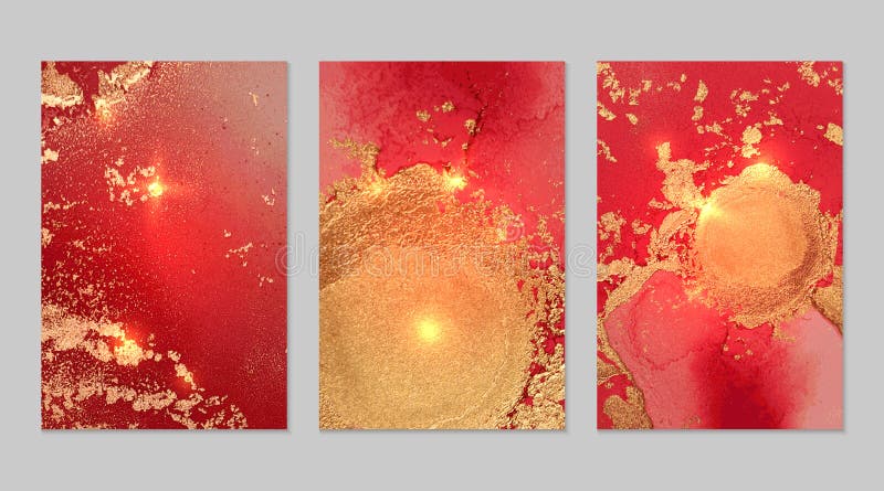 Scarlet and Gold Pattern with Texture of Geode and Sparkles Stock ...