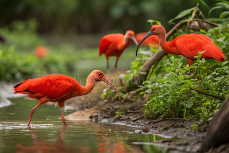 Scarlet Ibis (Eudocimus Ruber) Birds in the Wild - Generated by Ai ...