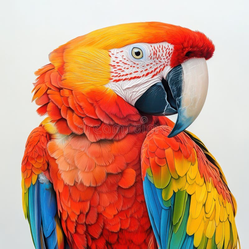 Scarlet Macaw Vibrant Feathers Tropical Bird Stock Illustration ...
