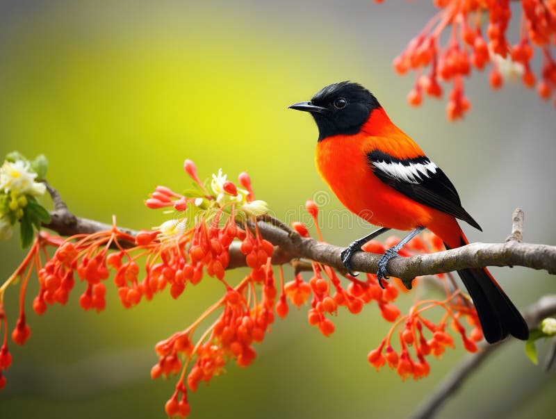 Scarlet Minivet (Pericrocotus Speciosus) Made with Generative AI ...