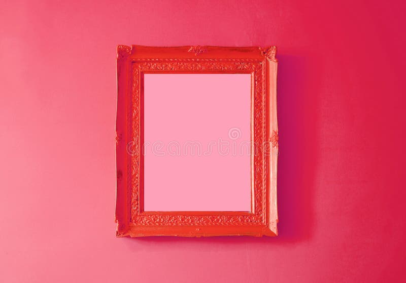 Scarlet Red Antique Empty Photo Frame Isolated on Gradient Raspberry ...