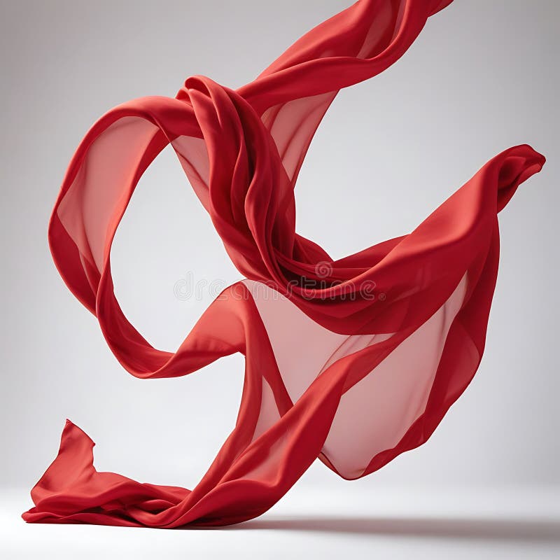 Flying Red Drapery Fabric Isolated on a White Background Stock ...