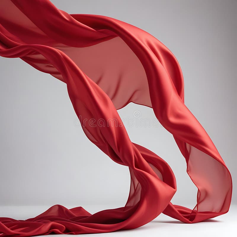 Flying Red Drapery Fabric Isolated on a White Background Stock ...