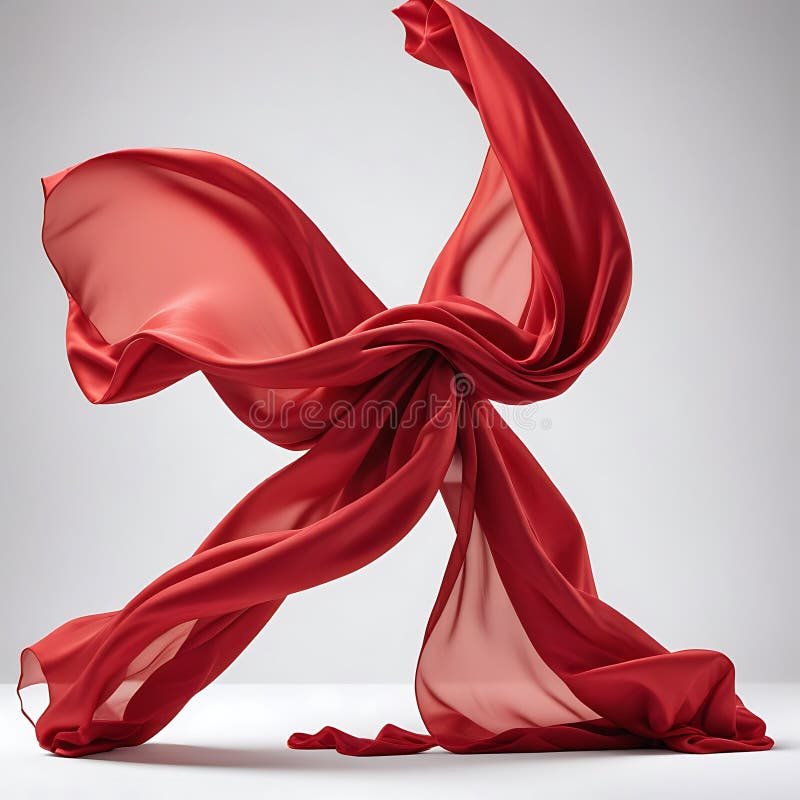 Flying Red Drapery Fabric Isolated on a White Background Stock ...