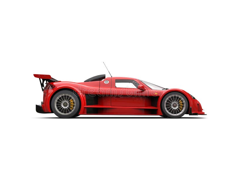 Scarlet Red Supercar - Side View Stock Illustration - Illustration of ...