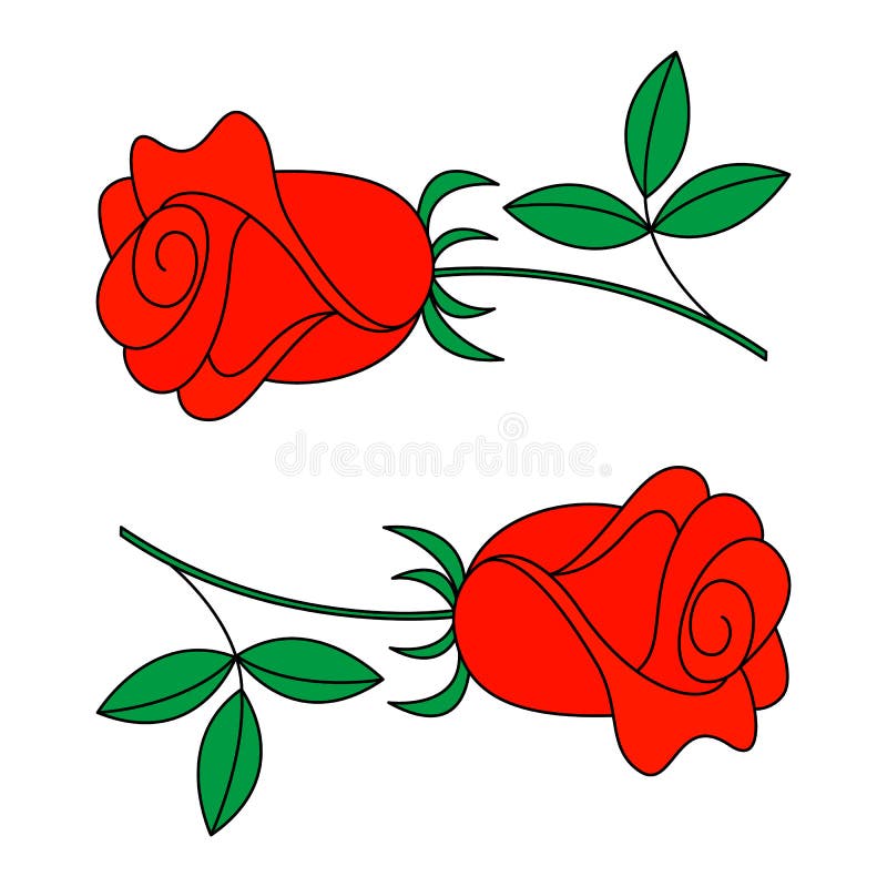 Scarlet Roses, Vector.Two Roses Isolated. Stock Vector - Illustration ...