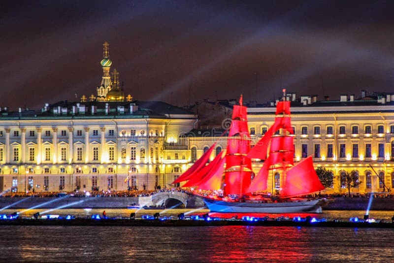 Scarlet sails stock photo. Image of show, holiday, summer - 70421922