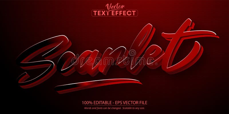 Scarlet Text, Red Color Editable Text Effect Stock Vector ...