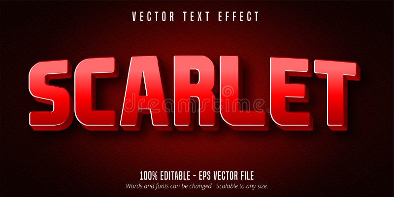Scarlet Text, Red Color Editable Text Effect Stock Vector ...