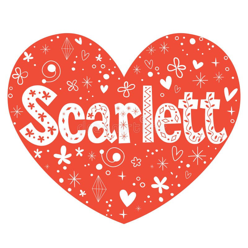 Scarlett Female Name Decorative Lettering Type Heart Shaped Design ...