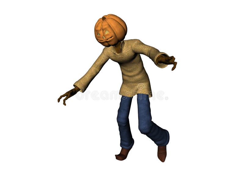 Scary 3D pumpkin head man stock illustration. Illustration of white ...