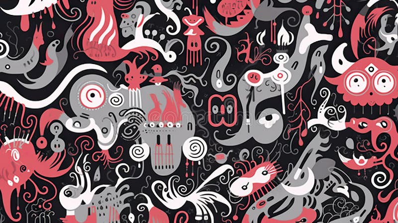 Scary Abstract Red and Black Wallpaper Pattern Stock Illustration ...