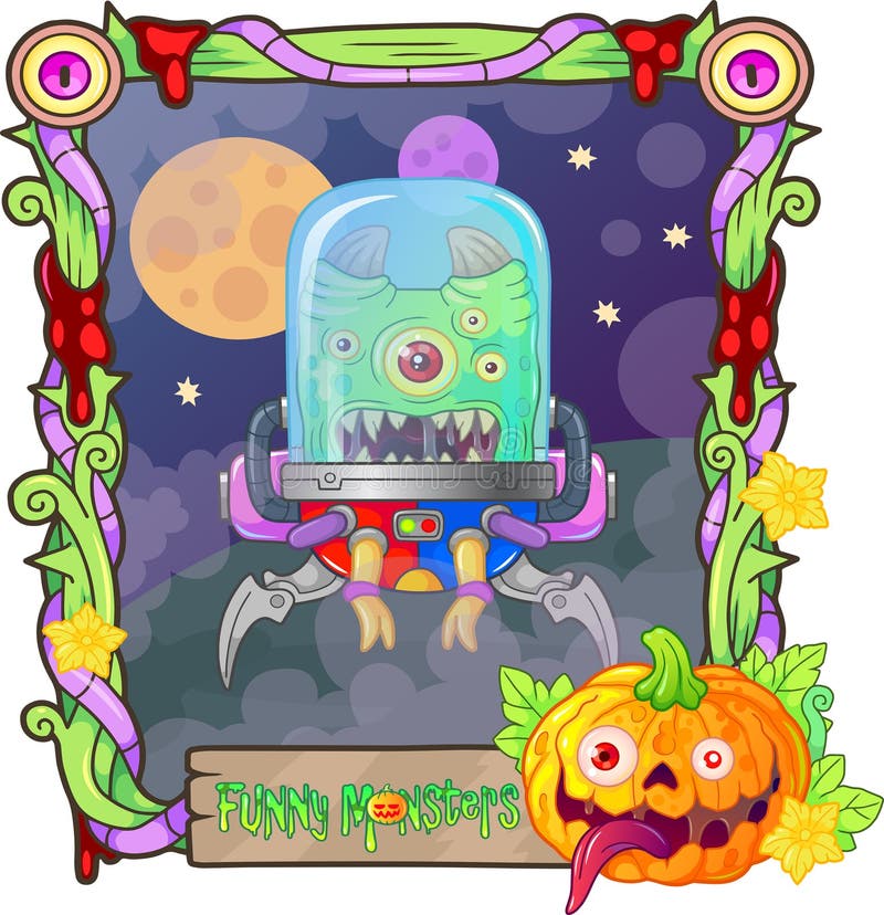Scary Alien Monster, Funny Illustration Stock Vector - Illustration of ...
