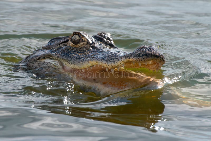 Scary Alligator Peeking from the Pond Water Stock Image - Image of pond ...