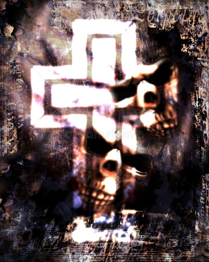 Scary Background with Glowing Cross Stock Illustration - Illustration ...