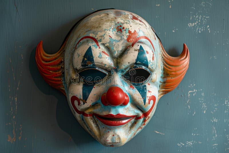 Scary Bad Clown Mask in Vintage Style Stock Photo - Image of decorative ...