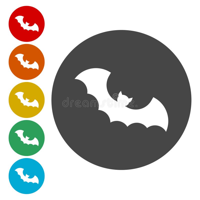Scary Bat Circle Icon. Flat Design Vector Illustration Stock Vector ...