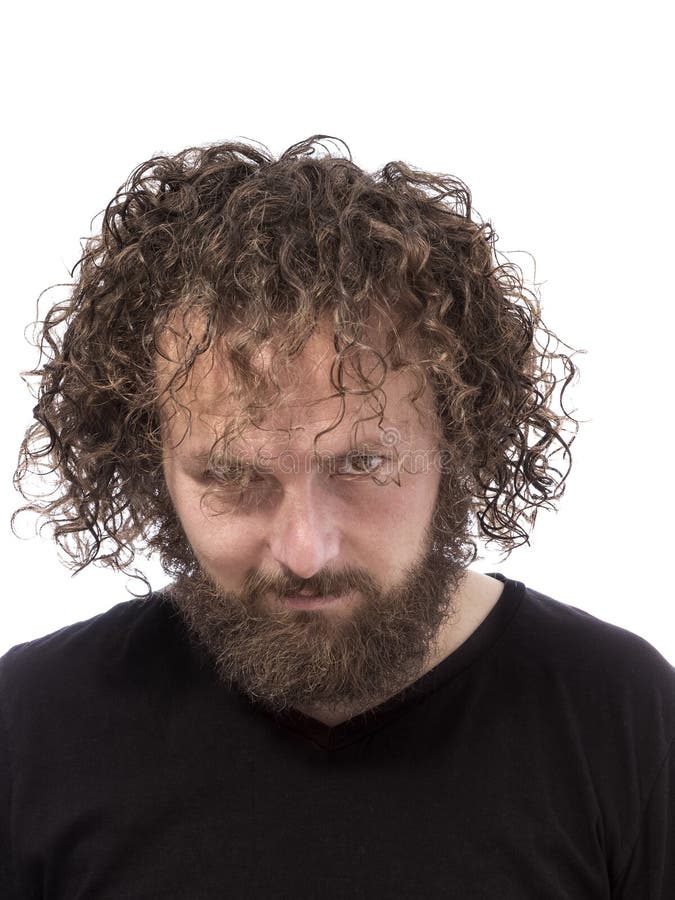 Scary Bearded Man in Orange Jacket Stock Photo - Image of beard ...