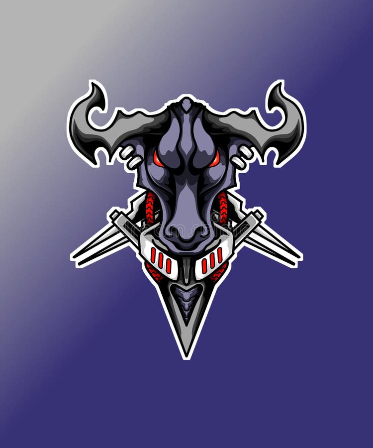 Scary Black Bull Face Logo Illustration Stock Illustration ...