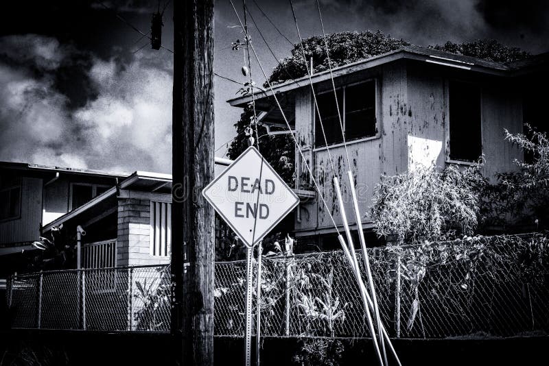Scary House on Dead End Street Stock Image - Image of background ...