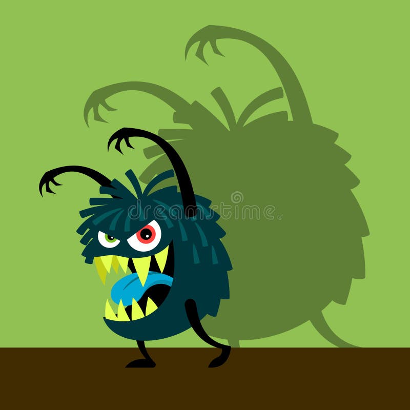 Scary Blue Monster with Shadow Stock Vector - Illustration of bright ...