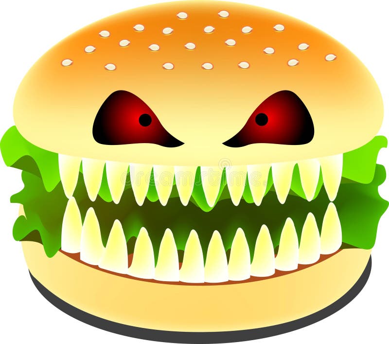 Scary burger stock vector. Illustration of food, clipart - 6626847