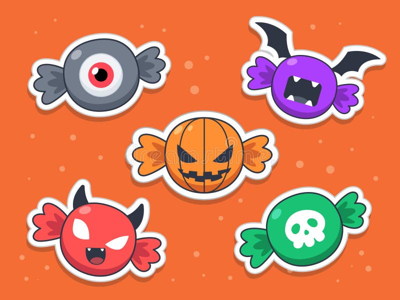 Scary Candies of Halloween. Isolated Vector Illustration Stock ...