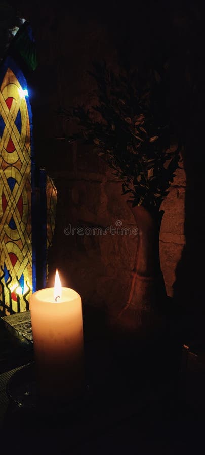 Scary Candle in Medieval Castle Stock Photo - Image of carving, castle ...