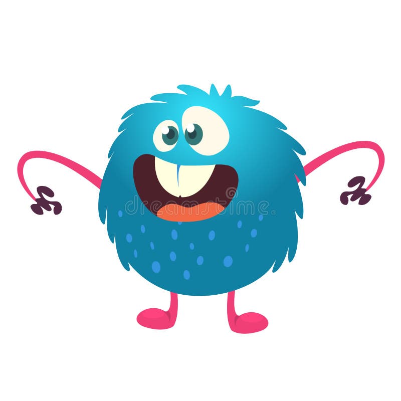 Scary Cartoon Monster. Vector Halloween Blue Monster Illustration ...