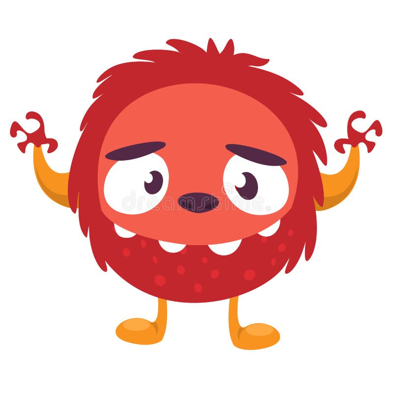 Scary Cartoon Monster. Vector Halloween Red Monster Illustration. Stock ...