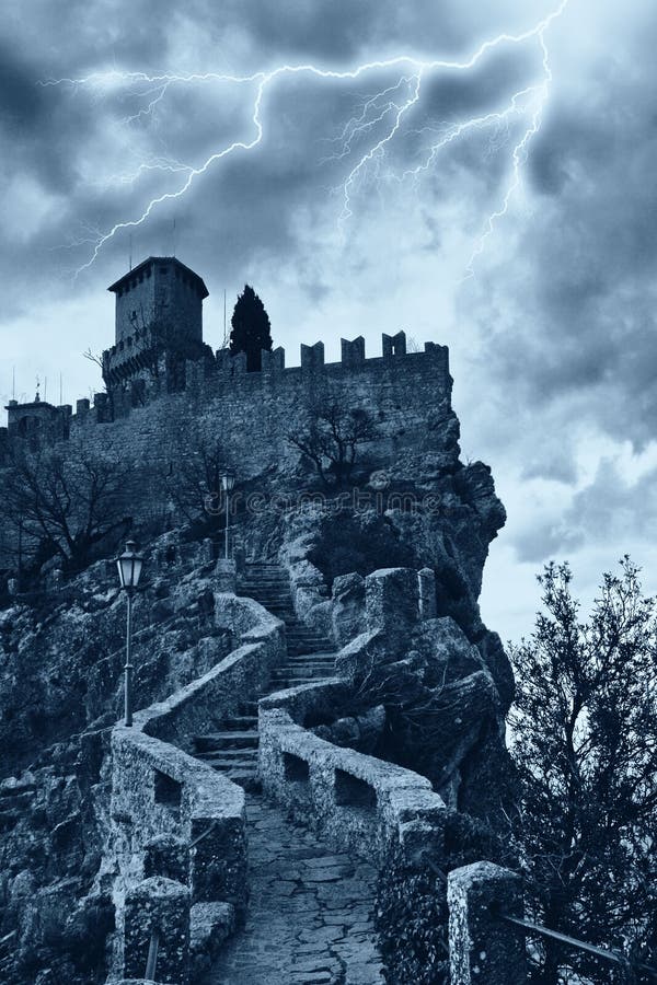 Mysterious medieval castle stock photo. Image of forest - 37107380