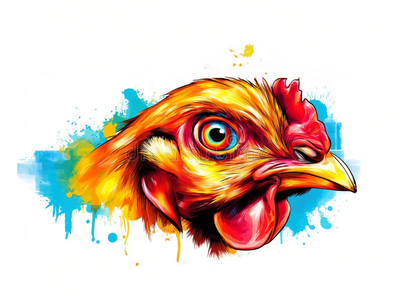 Scary Chicken Head Illustration. Stock Illustration - Illustration of ...