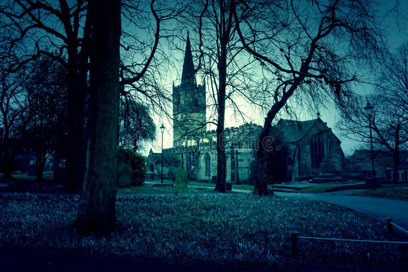 Scary Church Graveyard stock image. Image of grave, dark - 87815667