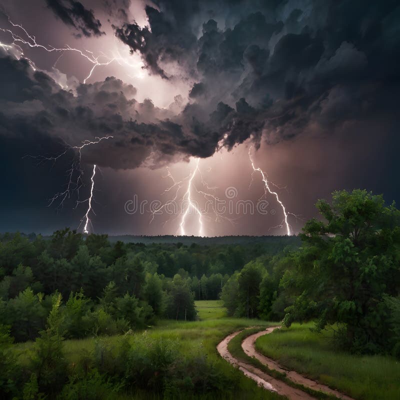 Wild Cloudy Thunder Thunderstorm Lightning Bolt Stock Illustration ...